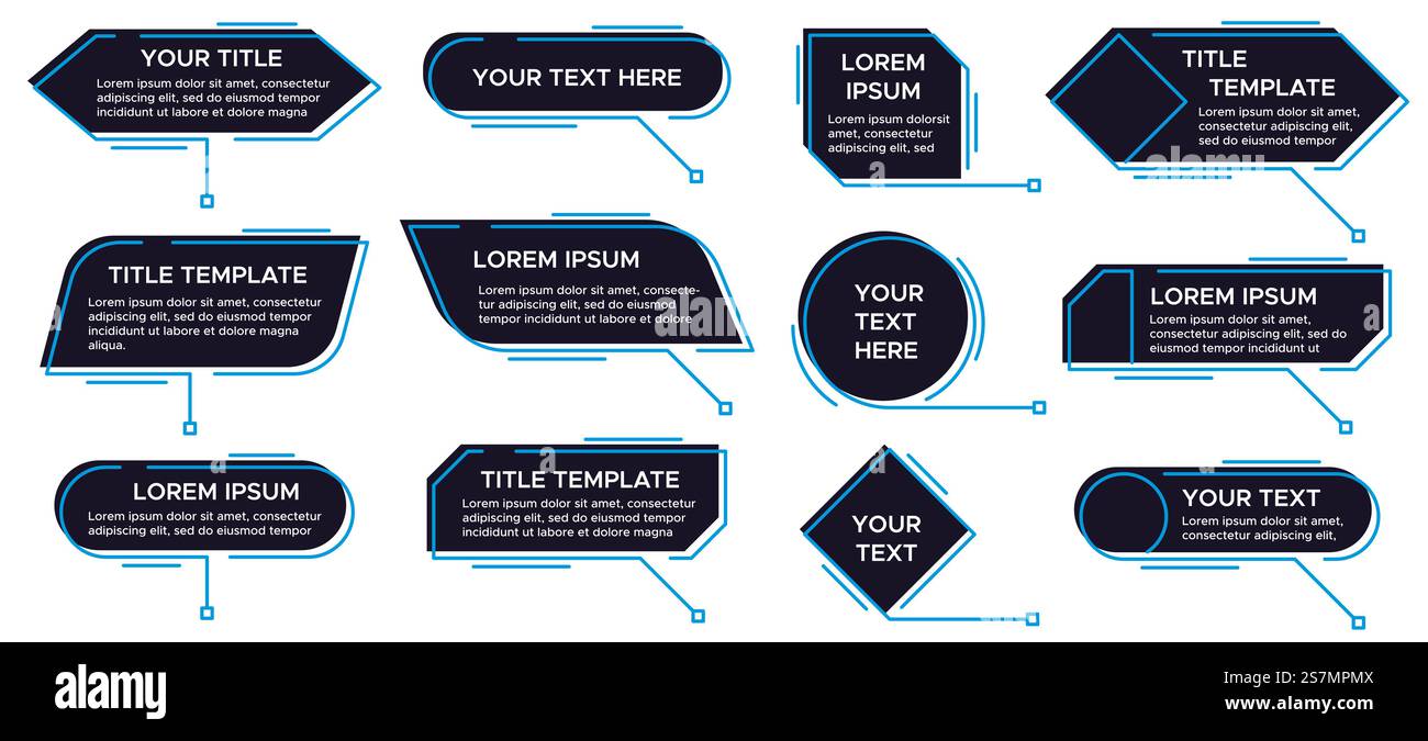 Callouts titles banner. Futuristic callouts template, digital line text ...