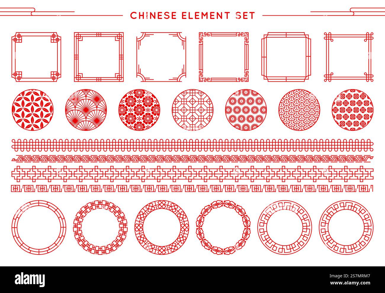 Chinese vector set of border, frames, patterns, knots isolated on white ...