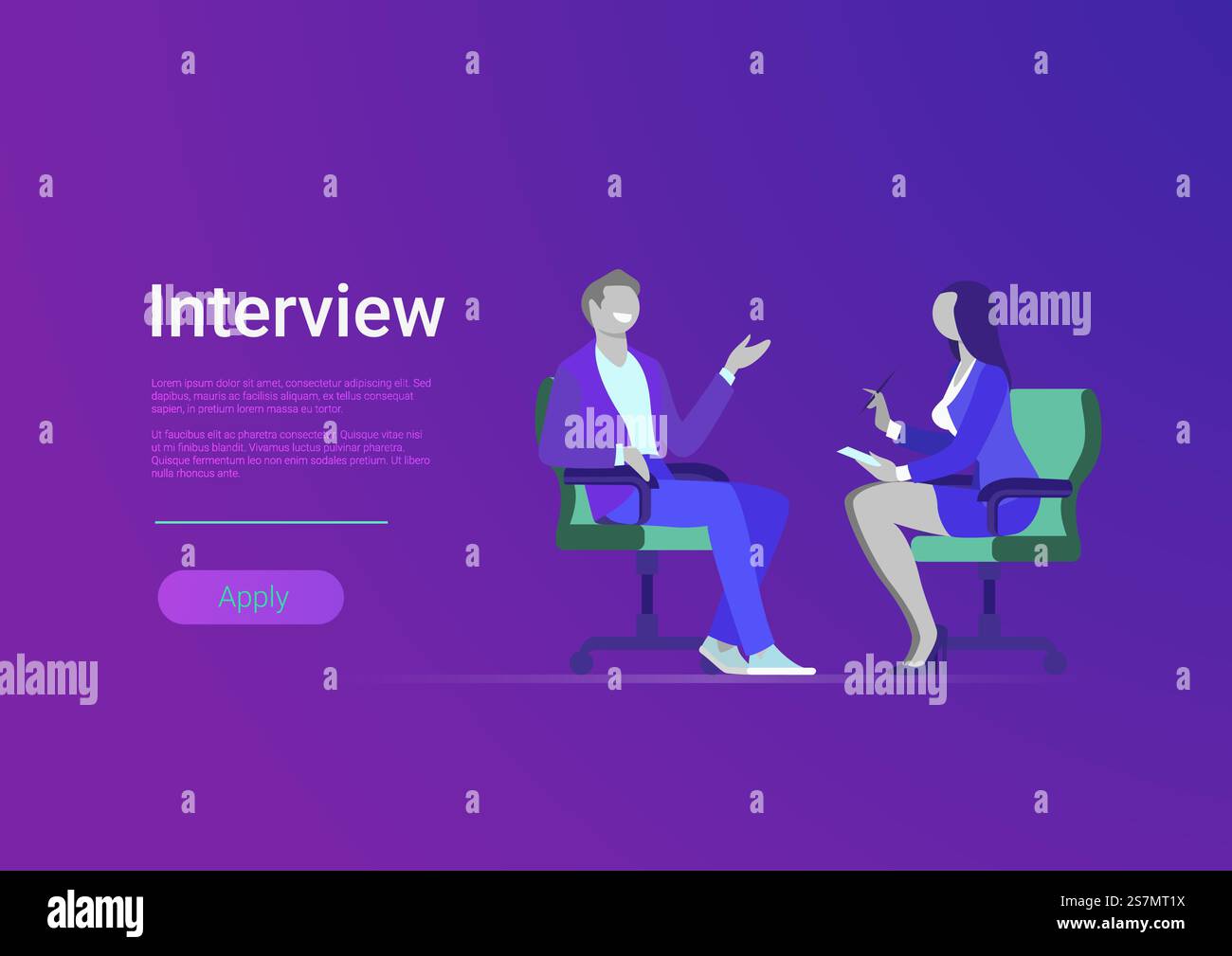 Flat interview of celebrity famous popular man vector illustration. Female journalist ...