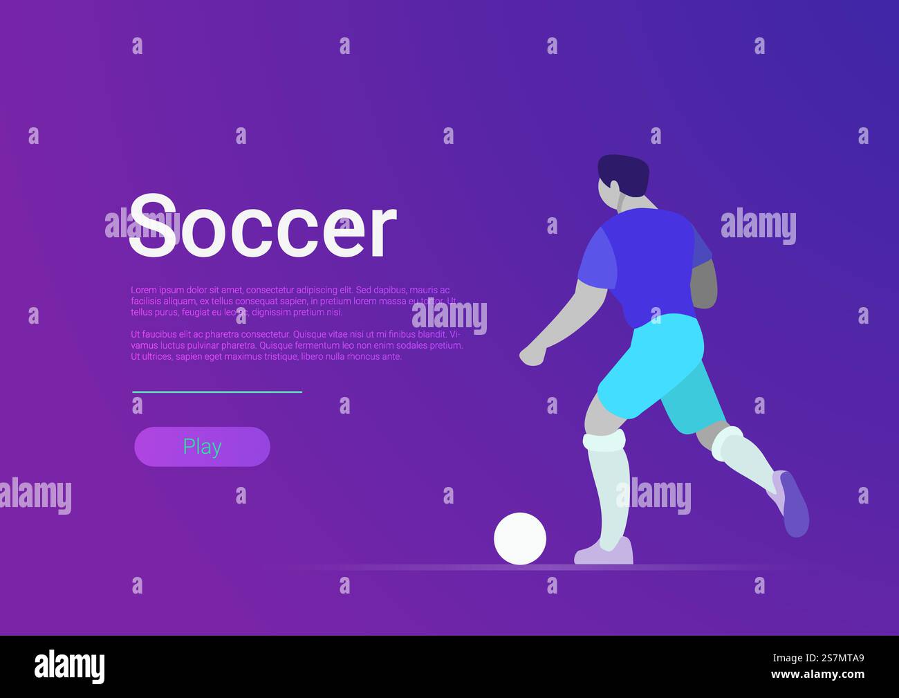 Soccer sportsmen vector flat style web template banner. Football player ...