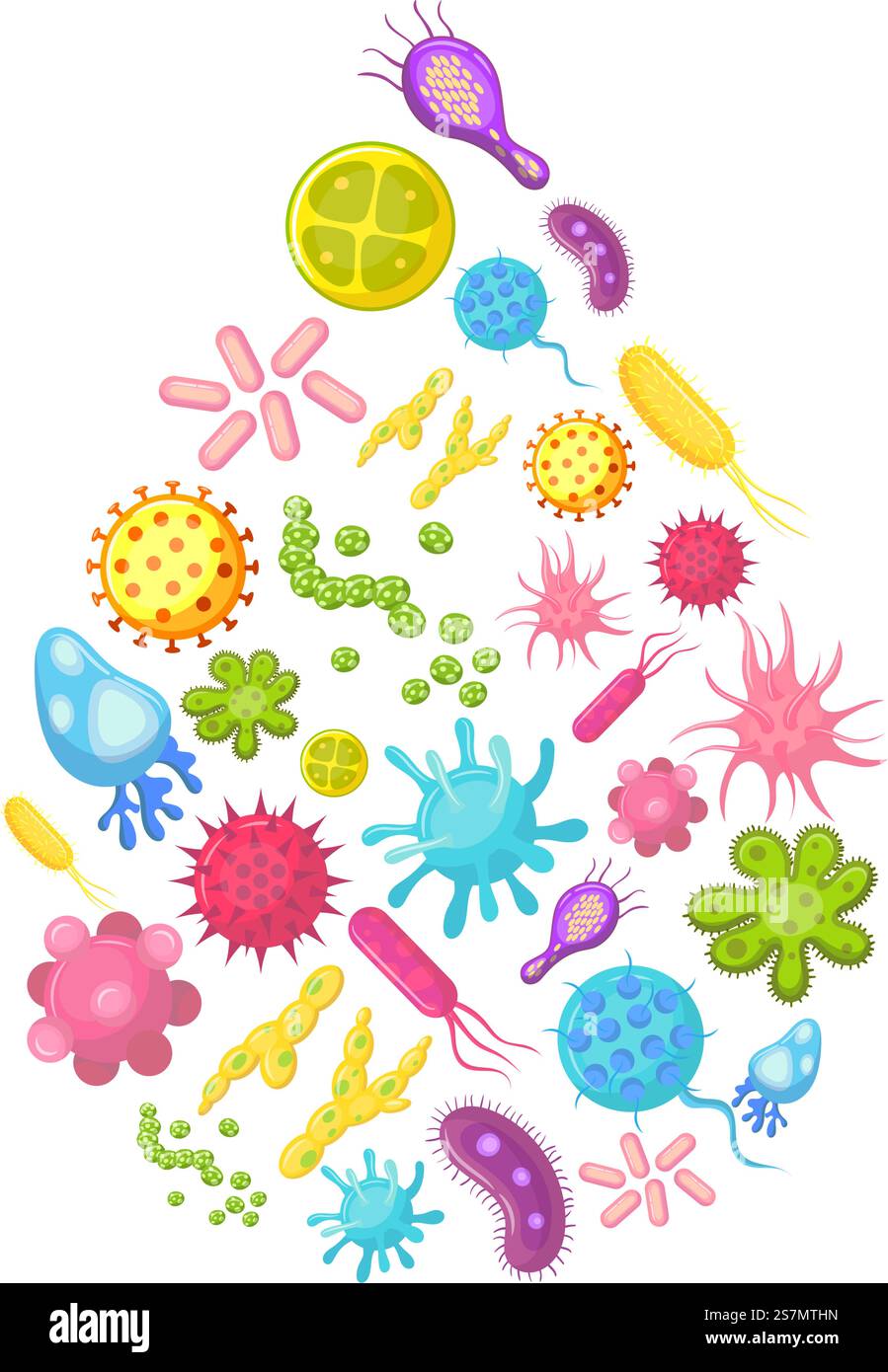 Microbes and viruses in water drop. Contaminated water vector ...