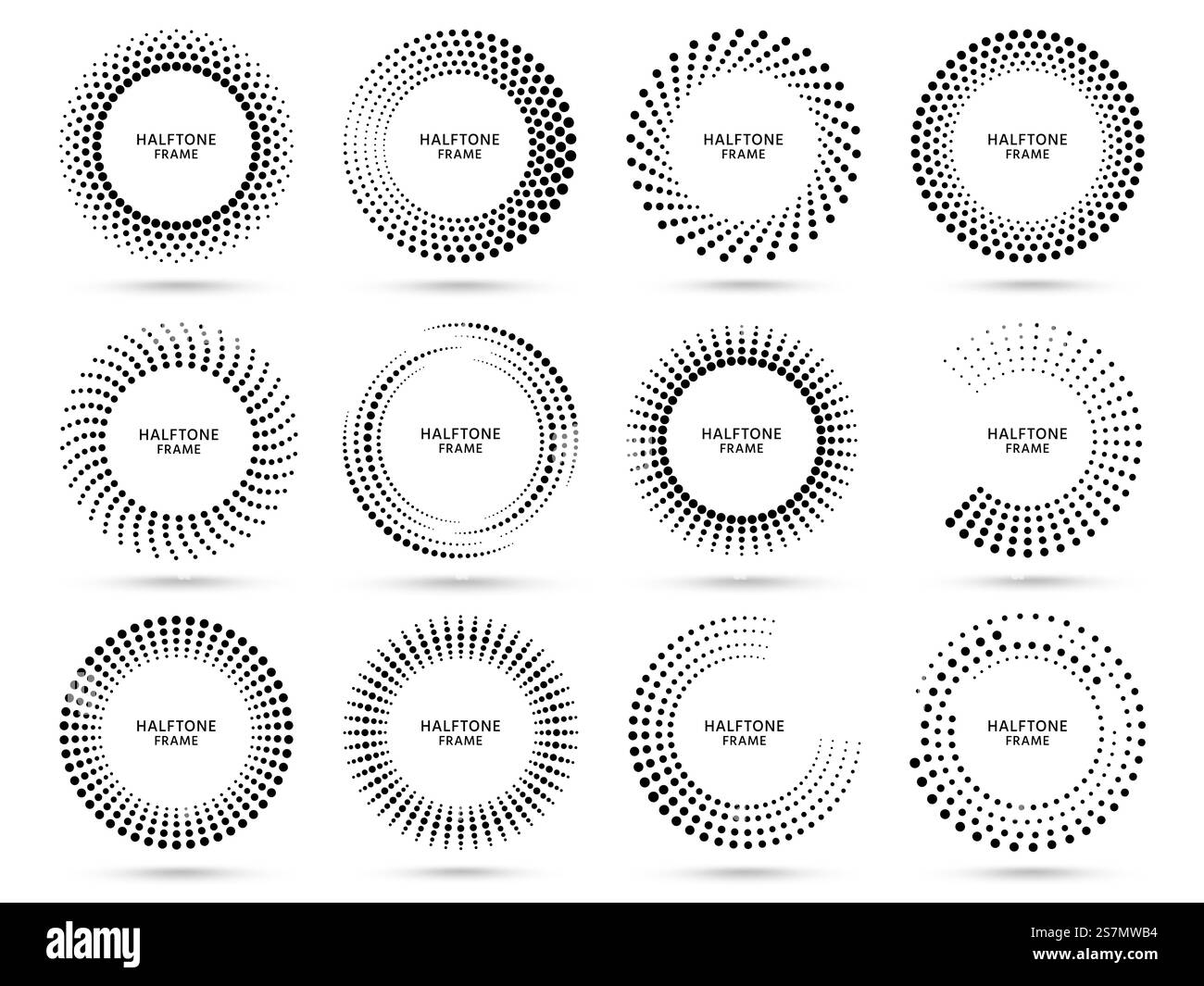 Round halftone frame. Dotted circle, vintage abstract dot halftones ...