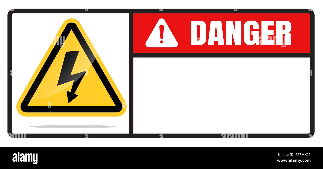Vector sign warning signs of high voltage hazard Isolated on a white ...