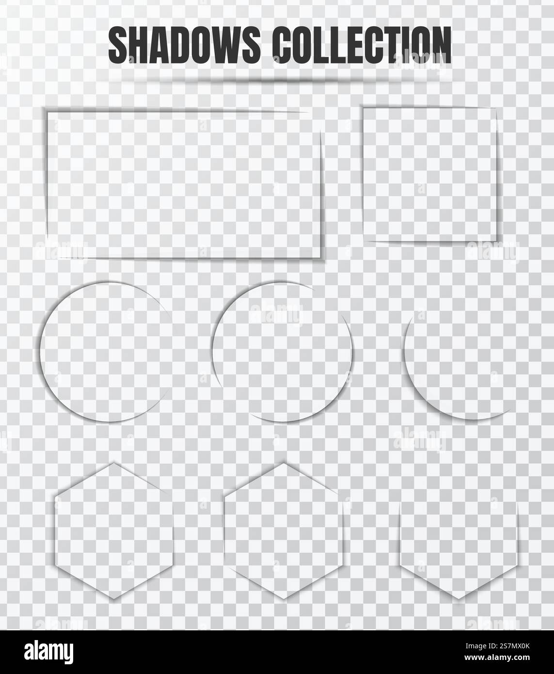 Realistic shadow effect vector set Separate components on a transparent ...