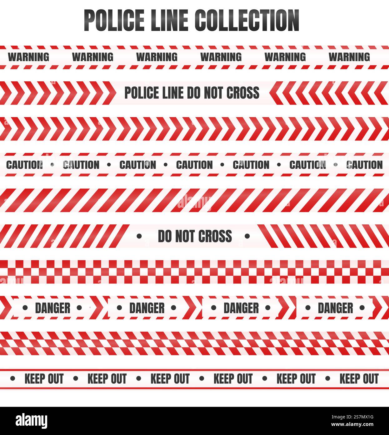 Red and white police tape For warning of dangerous areas Stock Vector ...