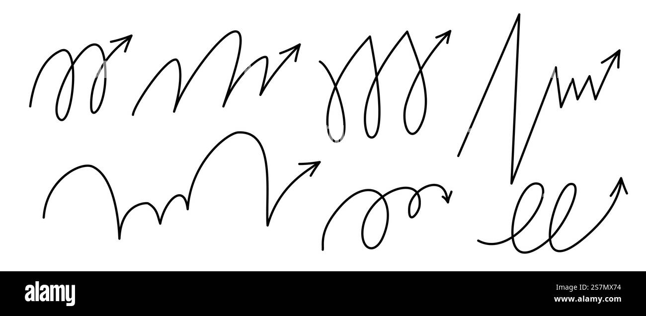 Bounce, quirky squiggly arrow lines with spiral and twist designs ...