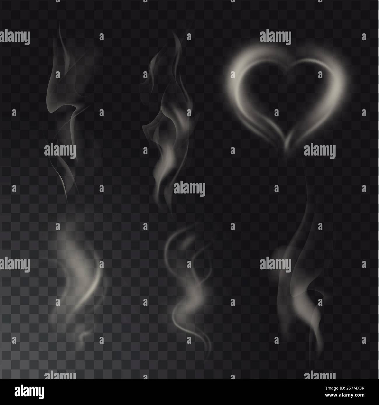 collection of different realistic high detailed smokes from hot food or ...