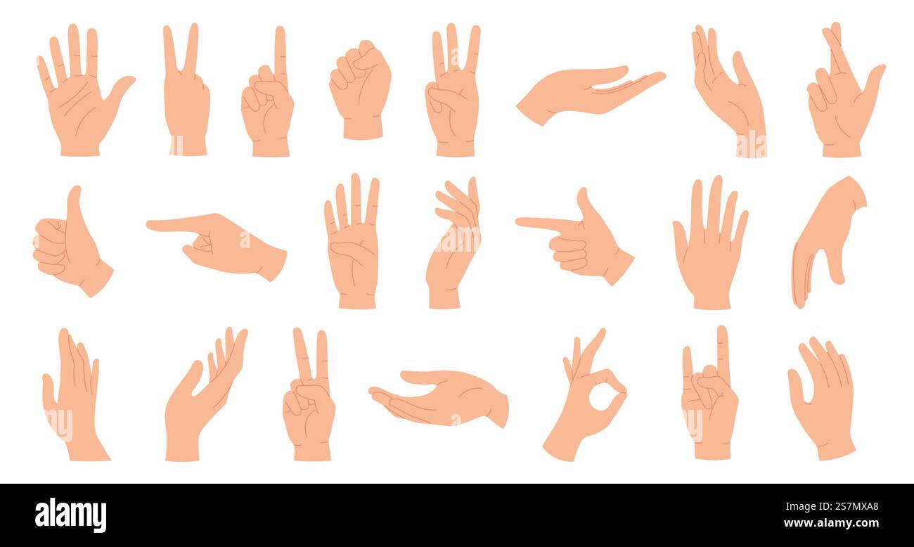 Hands poses female hand holding and pointing gestures hi-res stock ...