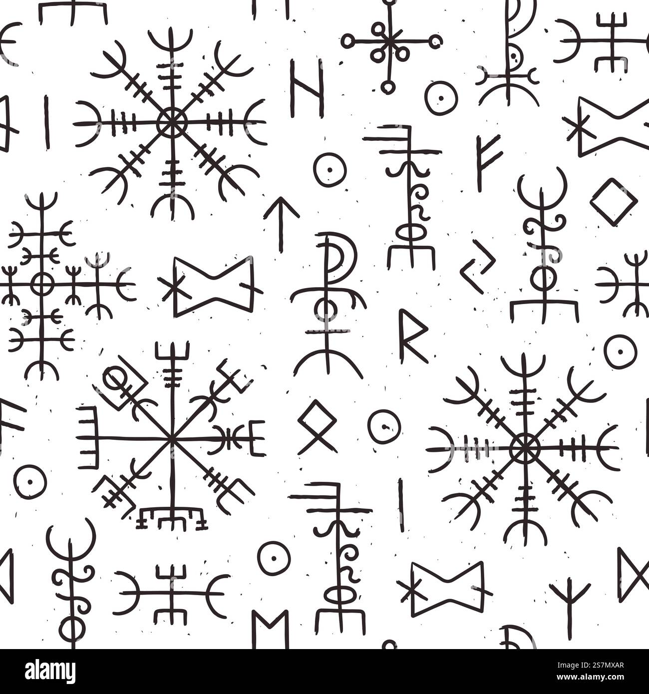 Futhark runes seamless pattern. Norse viking occult symbol design ...