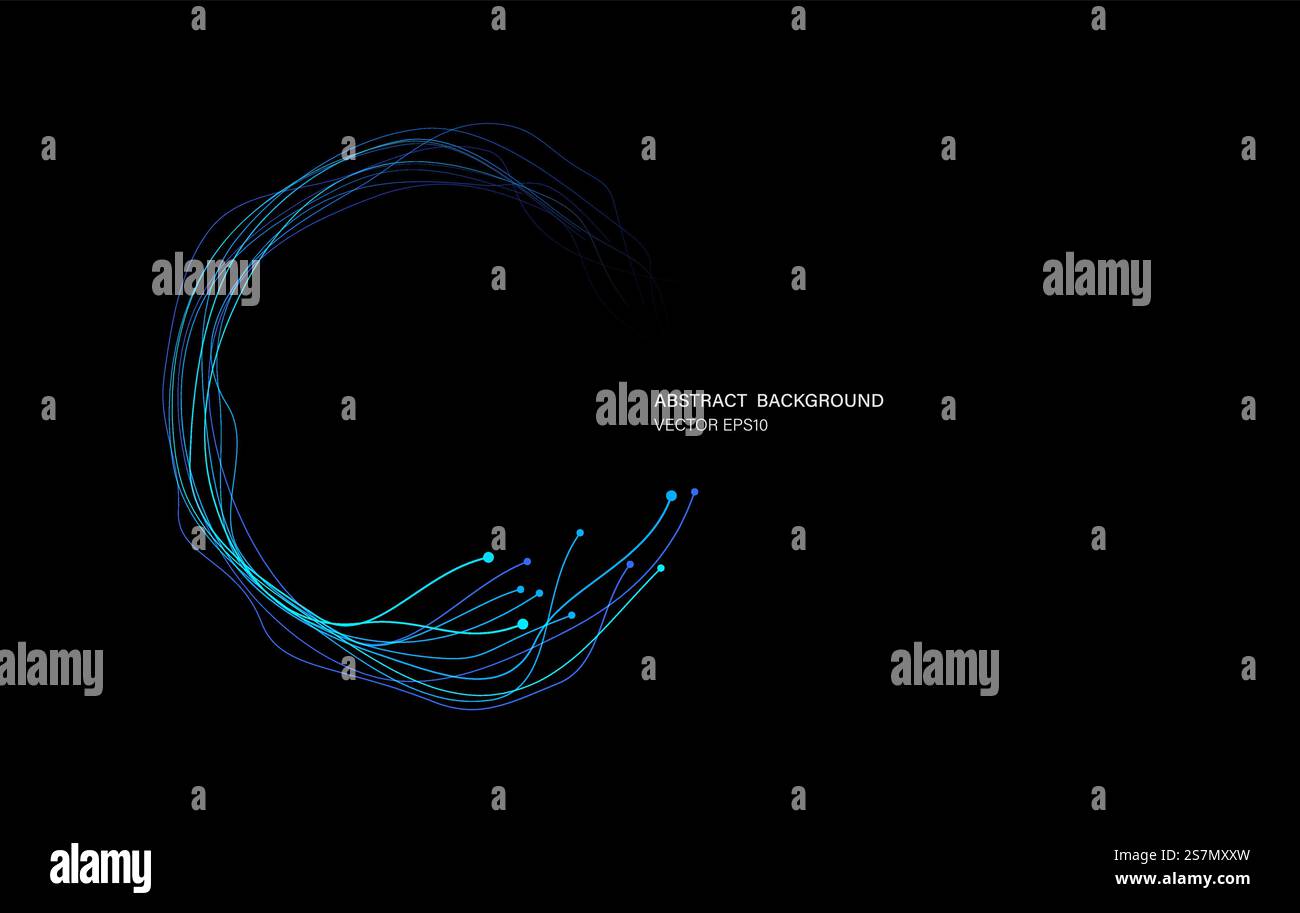 Block chain network circle ring movement line in blue light concept ...