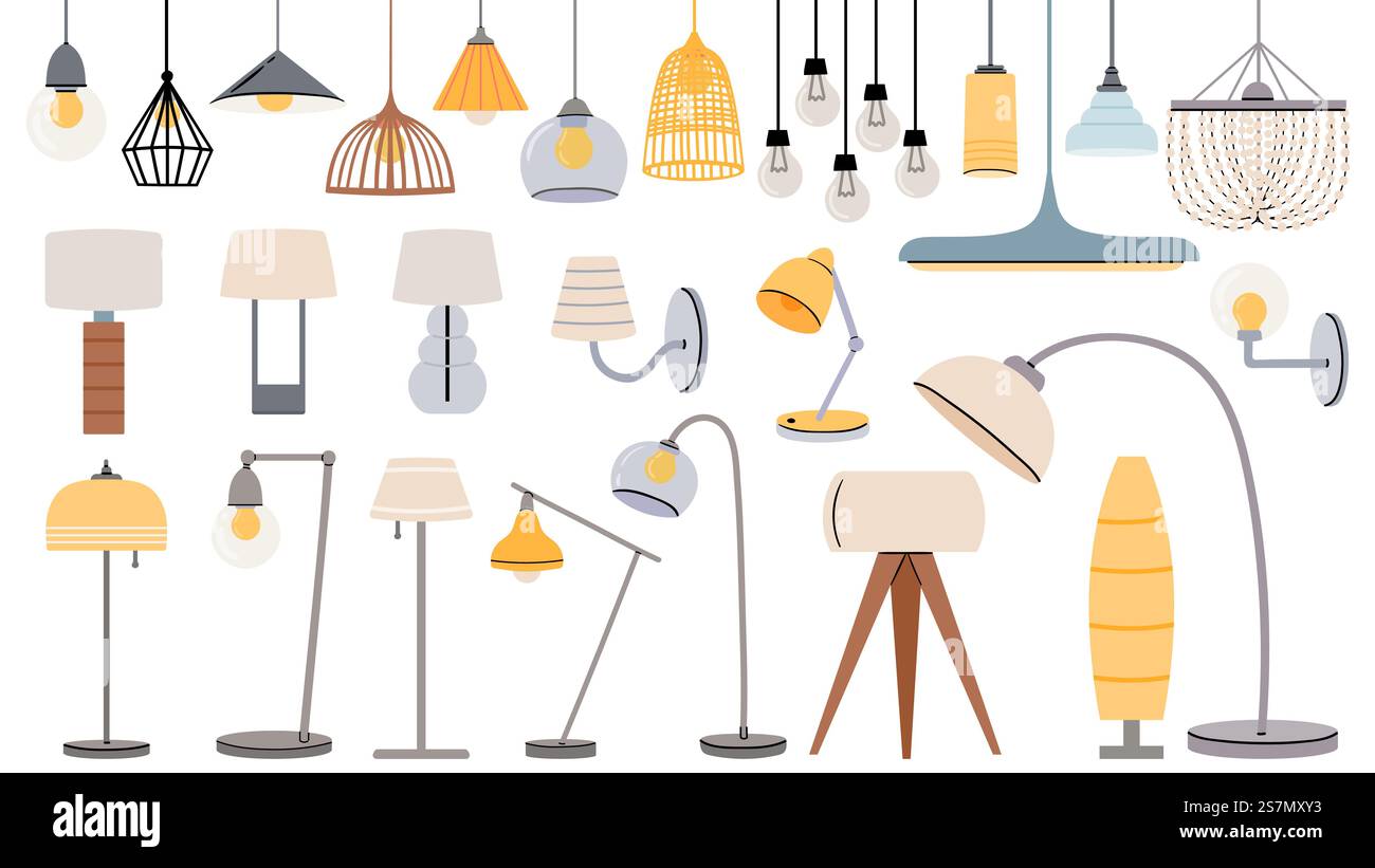 Cartoon lamps cozy flat torcheres hi-res stock photography and images ...