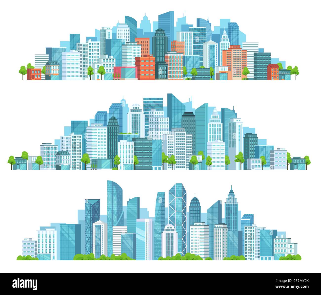 Isolated cityscape. City street, abstract urban and horizontal town ...