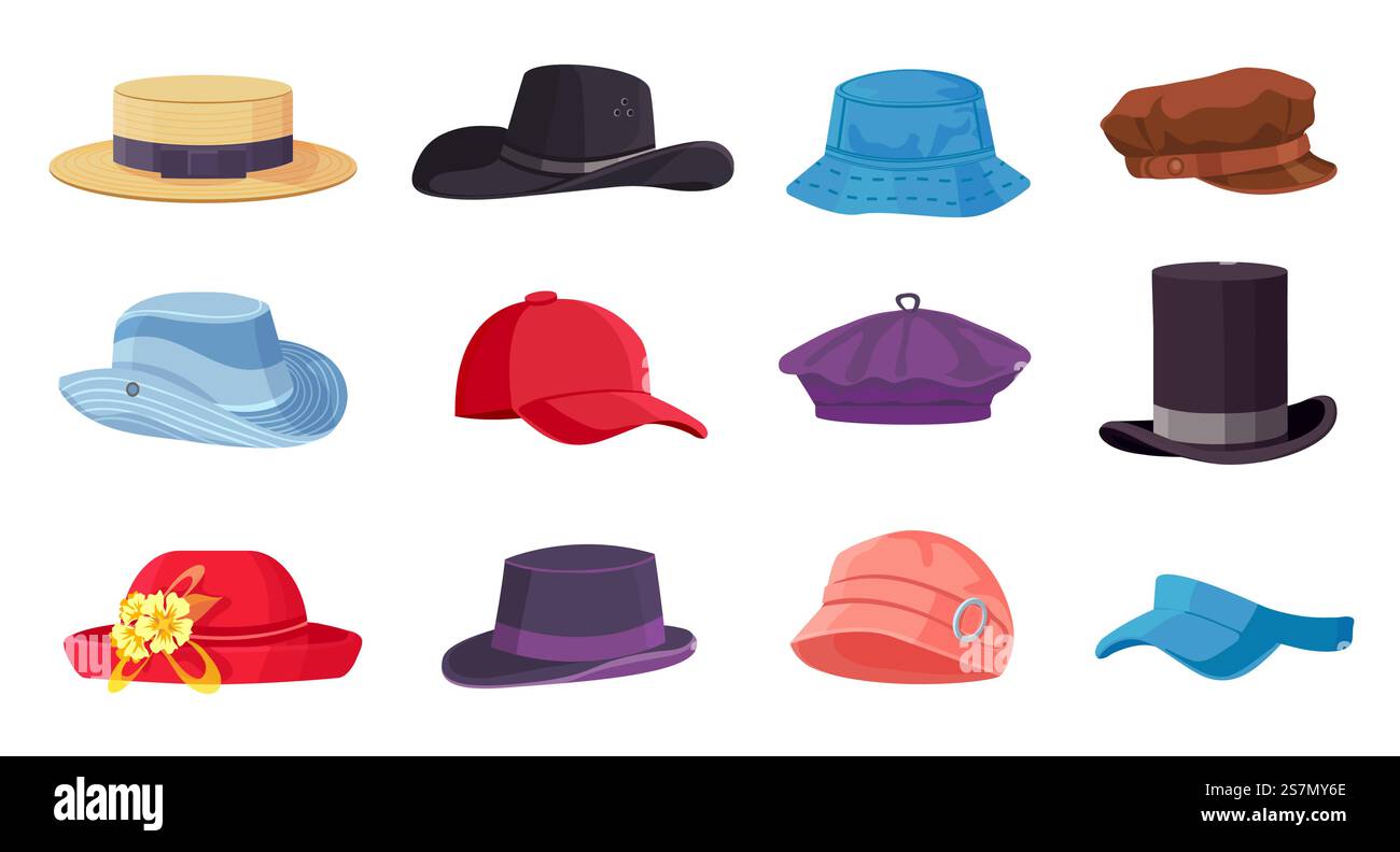 Cartoon headwears summer male and female fashion hats hi-res stock ...