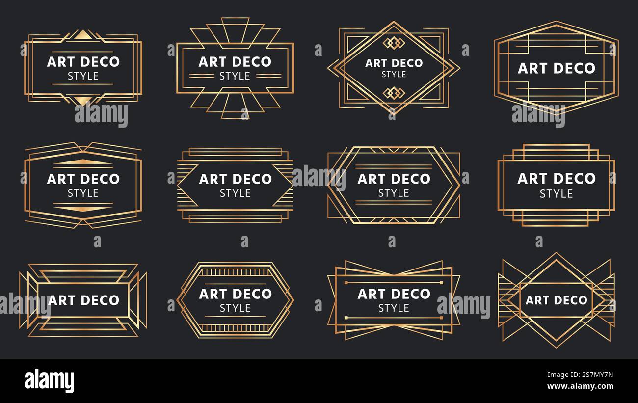 Golden art deco badges gold frame label hi-res stock photography and ...