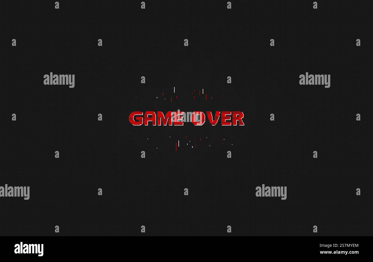 game over Pixel art design isolated on background. Pixel art for game ...