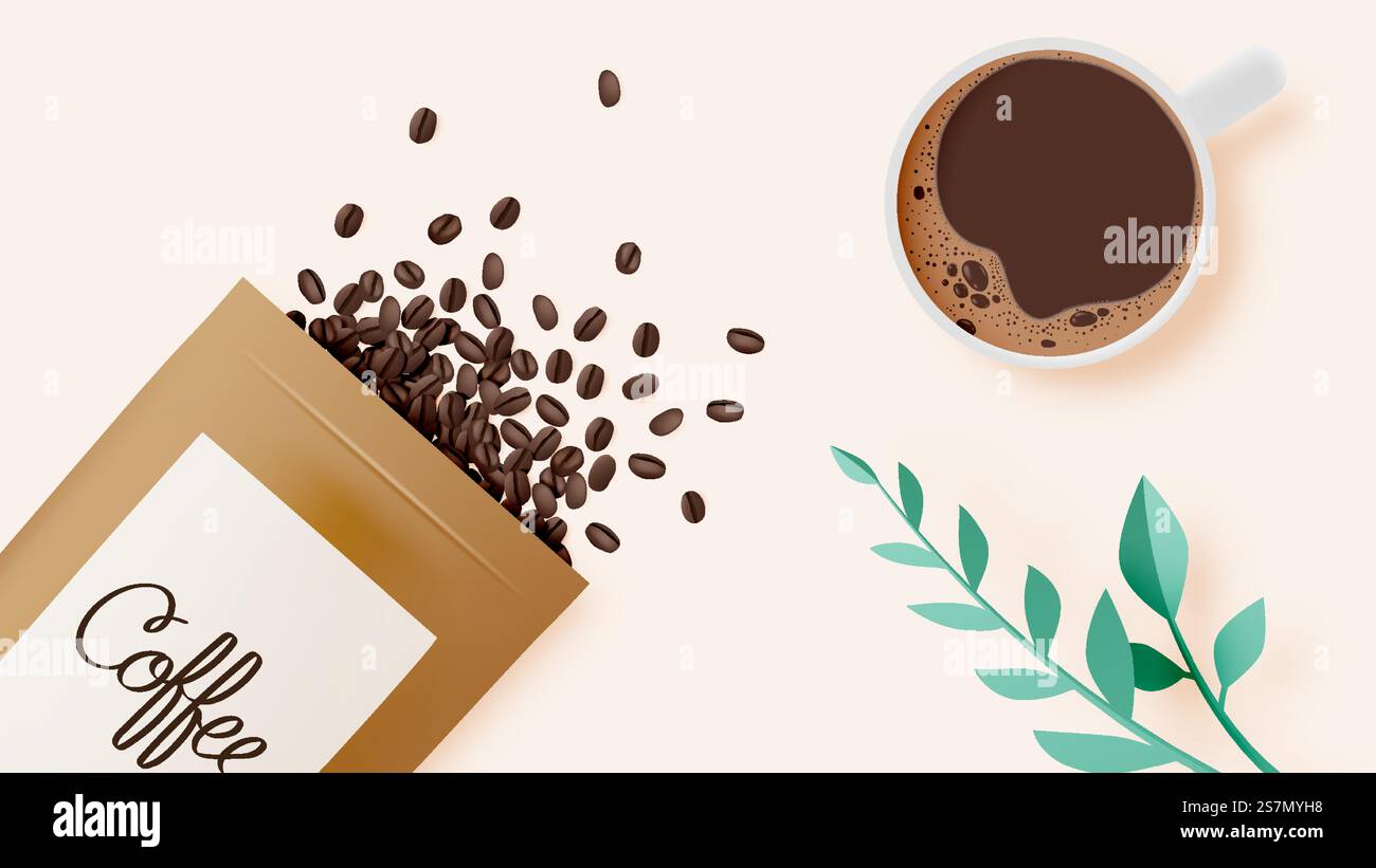 Coffee break background with coffee cup and pastel color scheme Stock ...