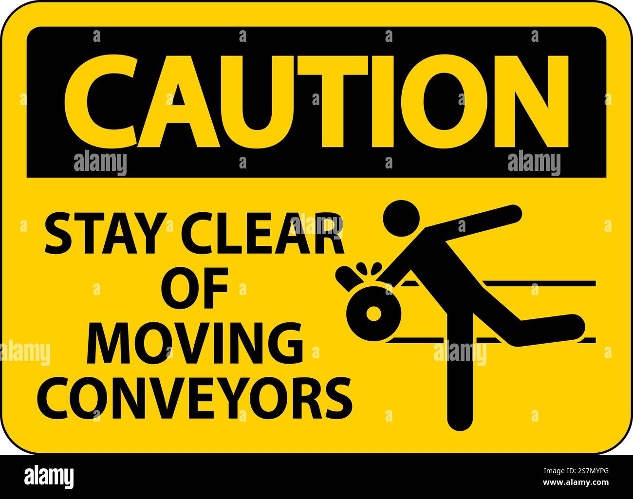Caution Sign Moving Conveyors Stay Clear Stock Vector Image & Art - Alamy