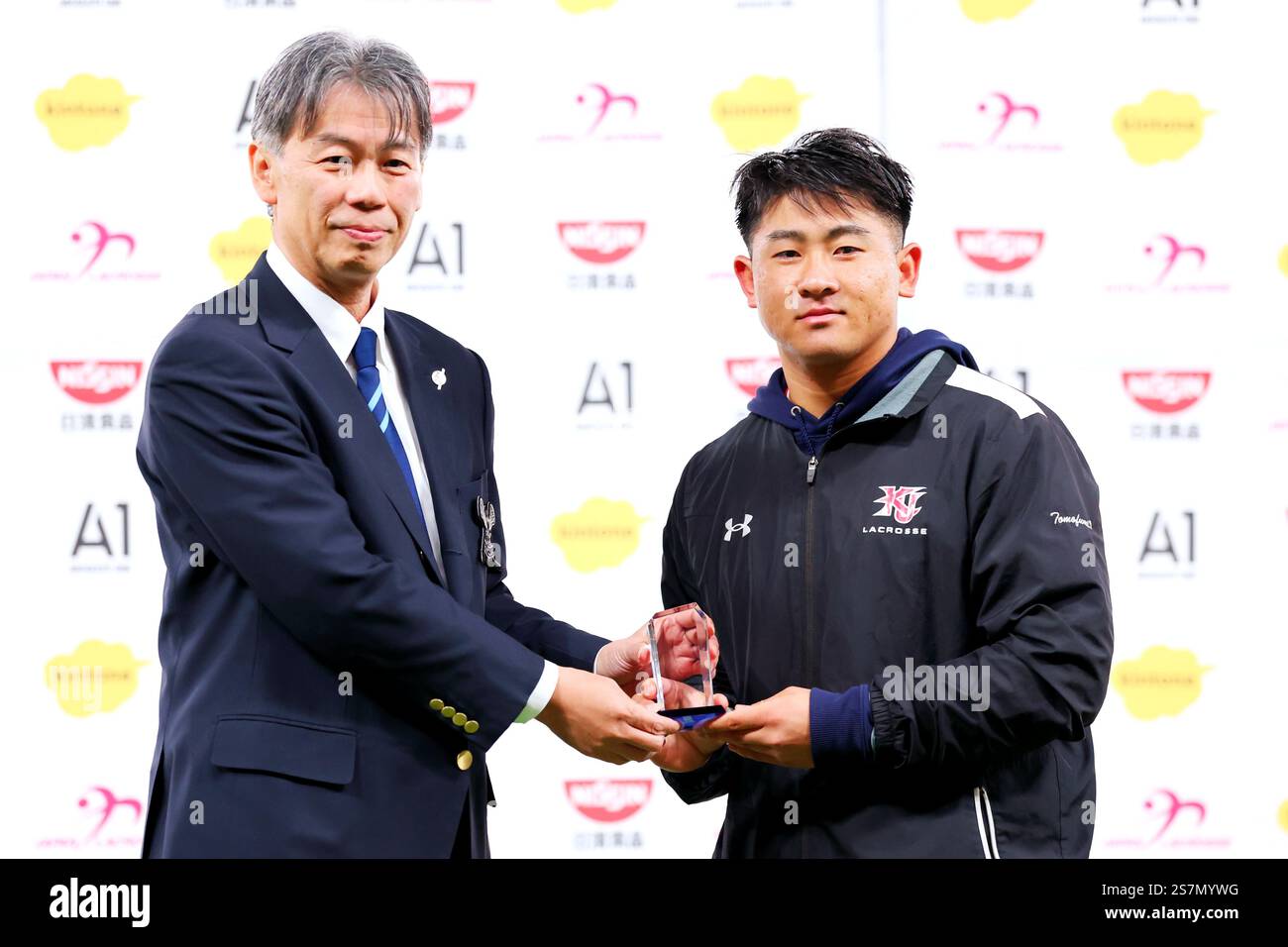 Tokyo, Japan. 18th Jan, 2025. (L-R) Yusuke Sasaki, Tomofumi Ikeda () Lacrosse : The 34th ...