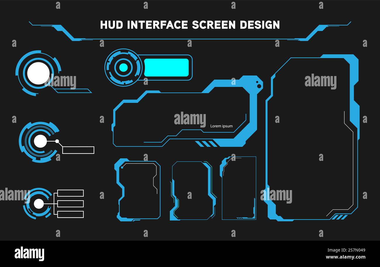 Futuristic HUD Interface Screen Design. Digital callouts titles. HUD UI GUI futuristic user ...