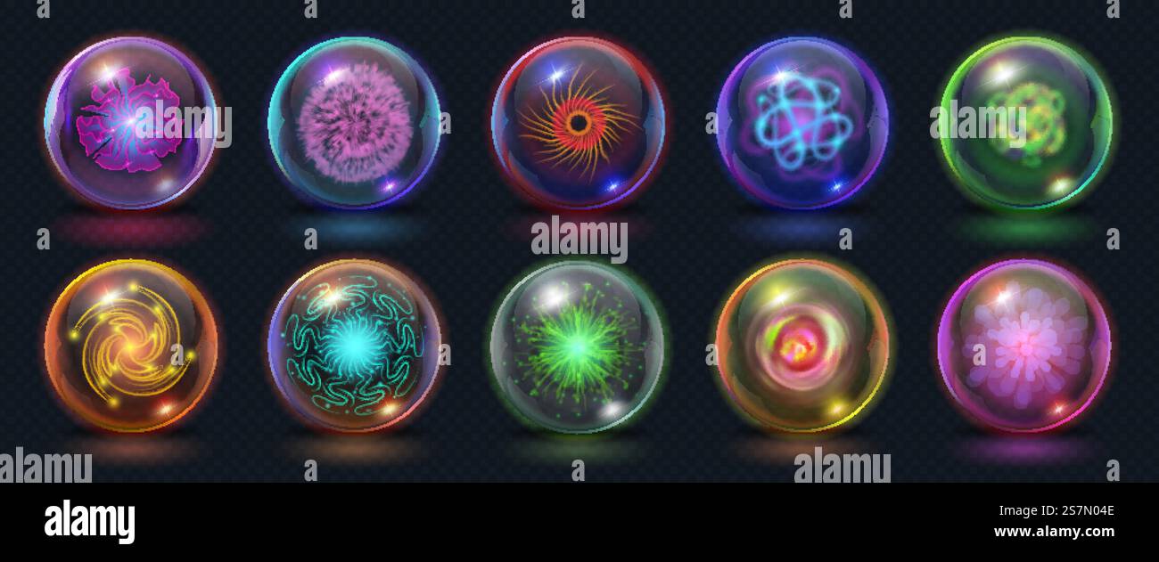 Realistic magic energy balls with fire, lights and lightning effects ...