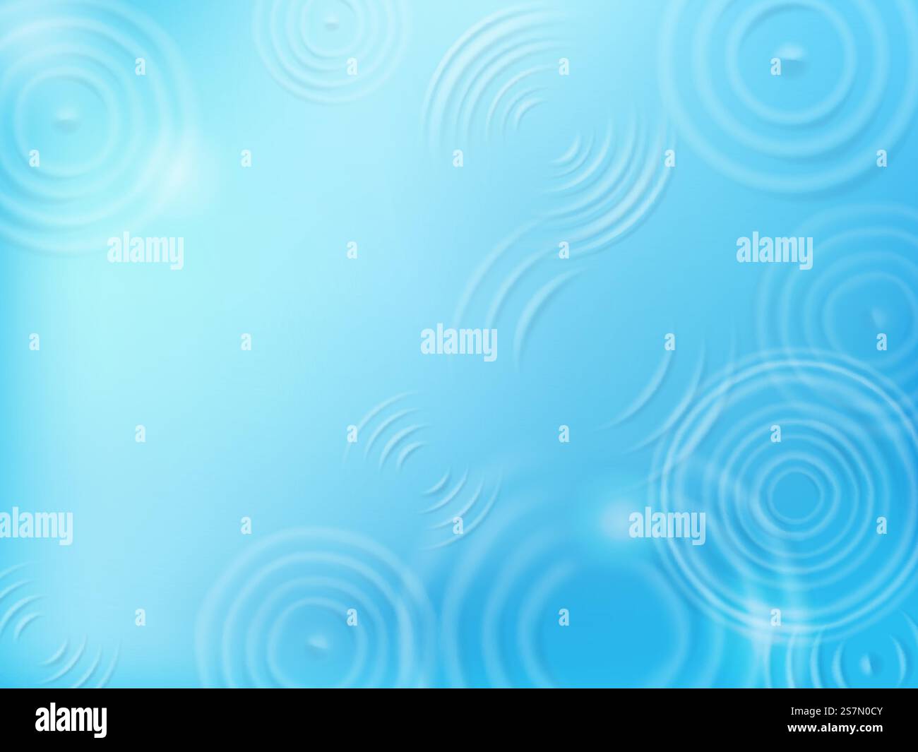 Circles on water surface. Radial ripples and effect of rain drops in ...