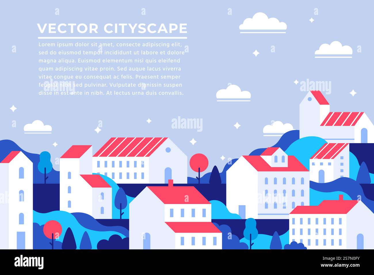 City buildings landing page. Town apartment banner, building apartments ...