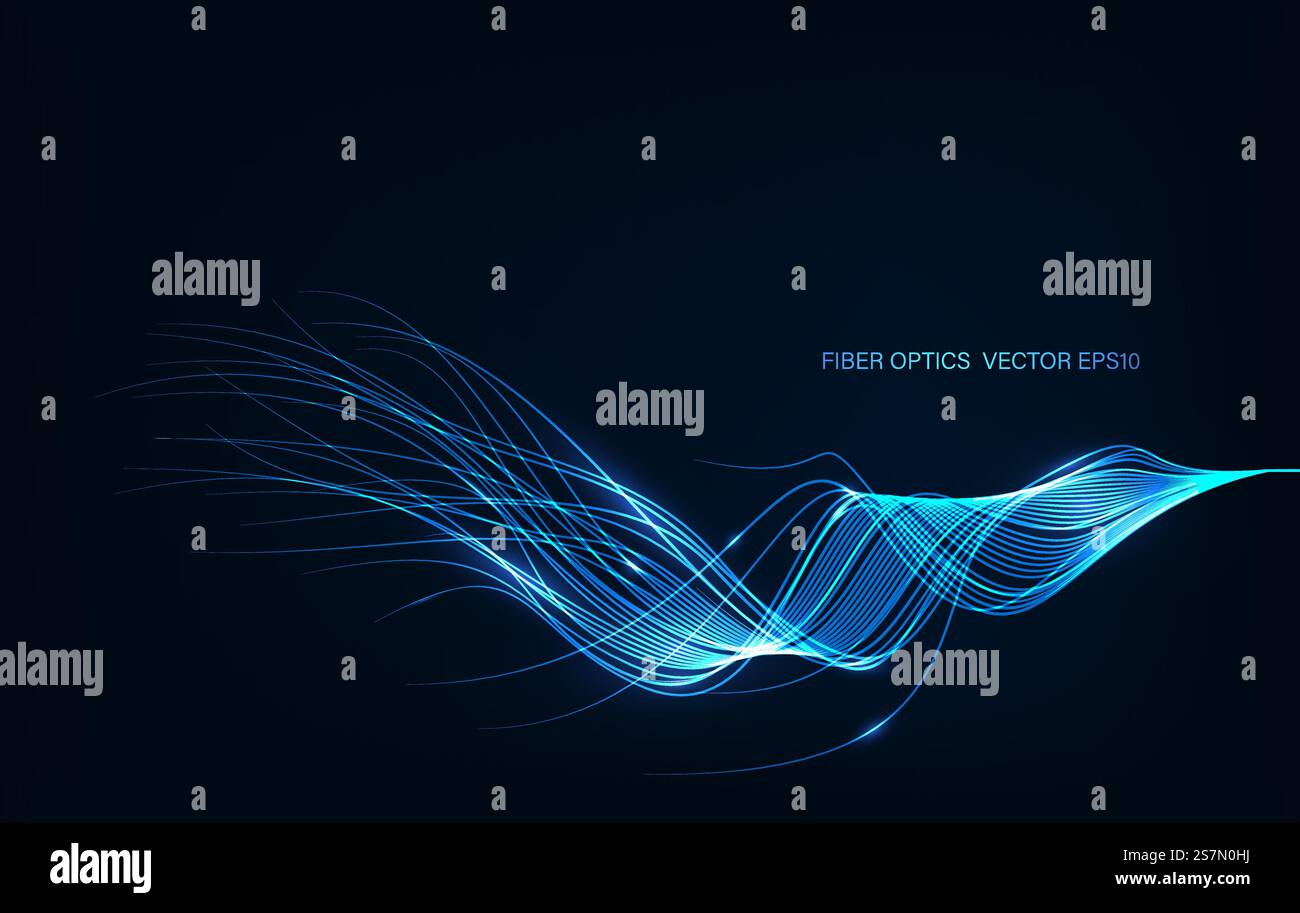 AI Artificial intelligence wave lines neural network. vector in concept of technology, fiber ...