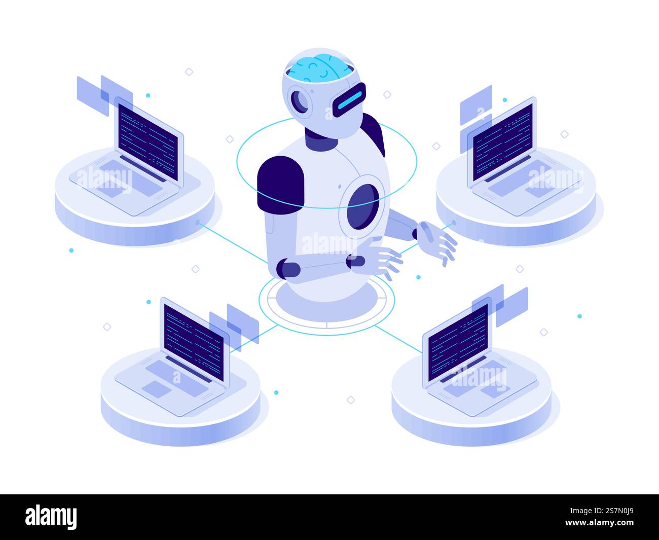 Artificial intelligence network. Virtual AI bot, chat with computer ...