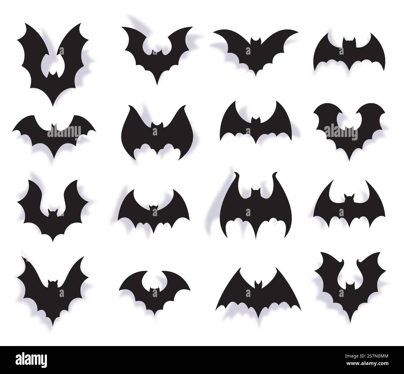 Paper bats. Halloween symbol of creepy flying animal with wings. 3d ...