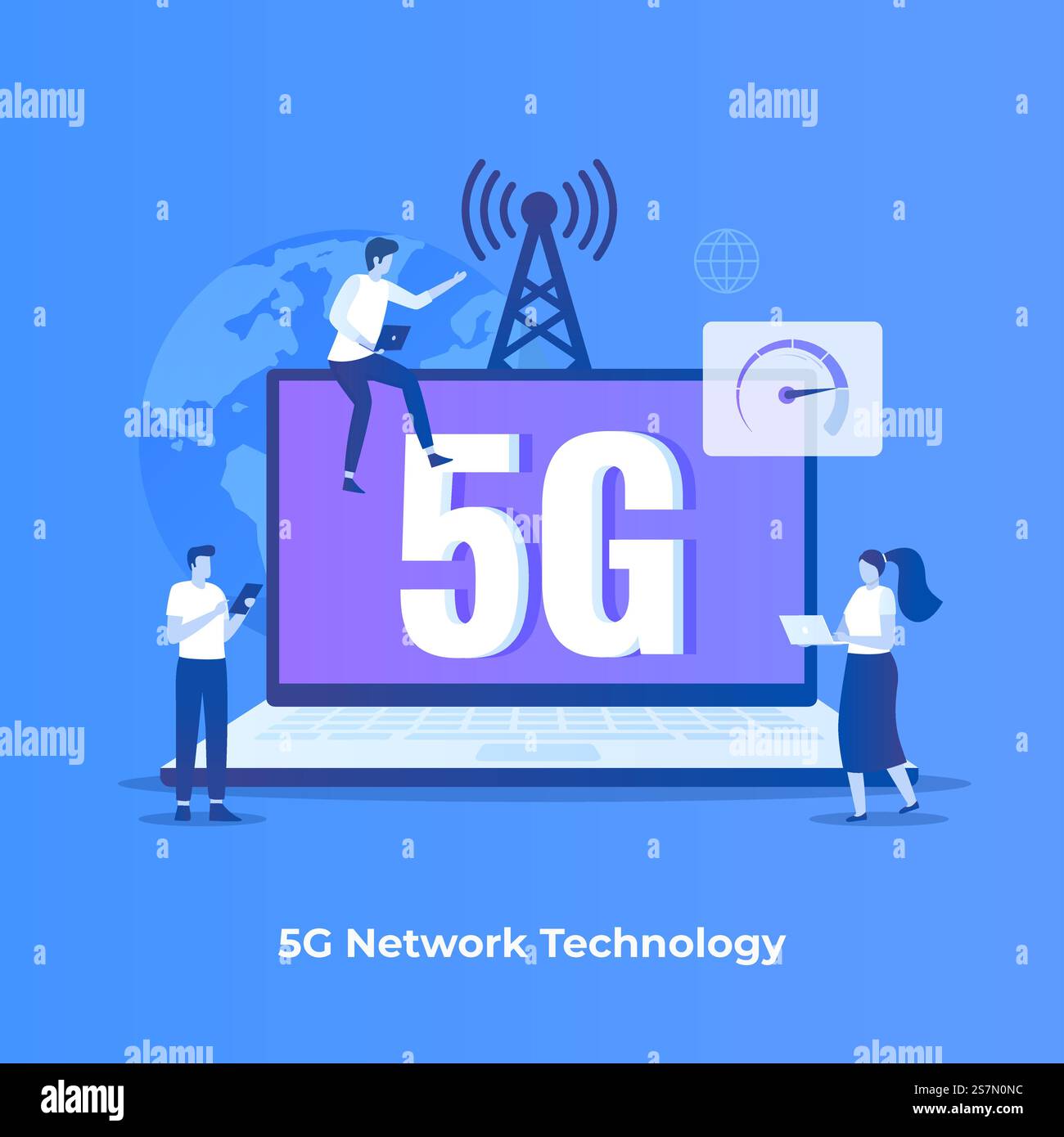 5G network technology illustration concept. Illustration for websites ...
