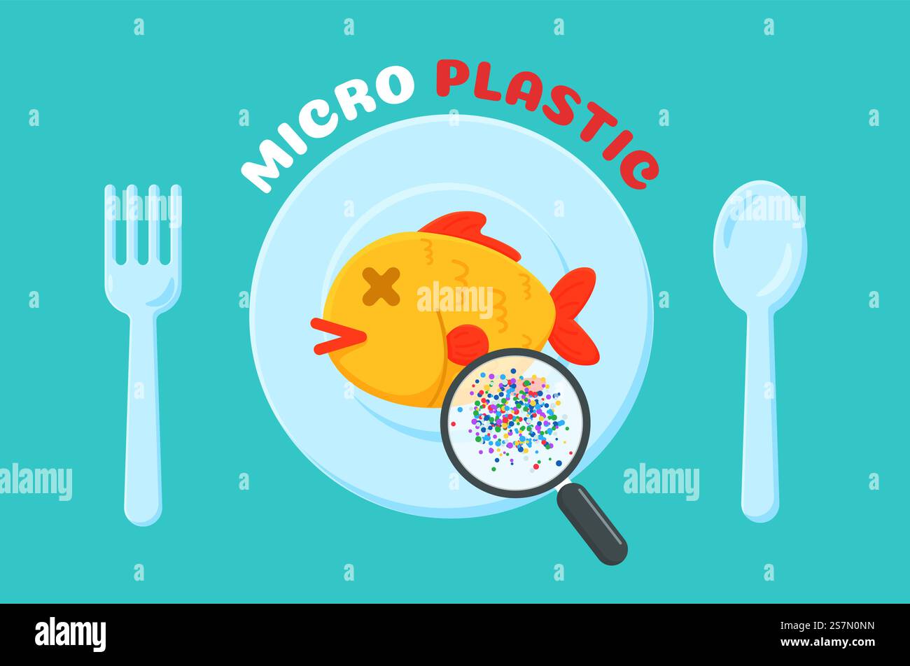 micro plastic. Vector circuits of marine plastic waste that fish eaten ...
