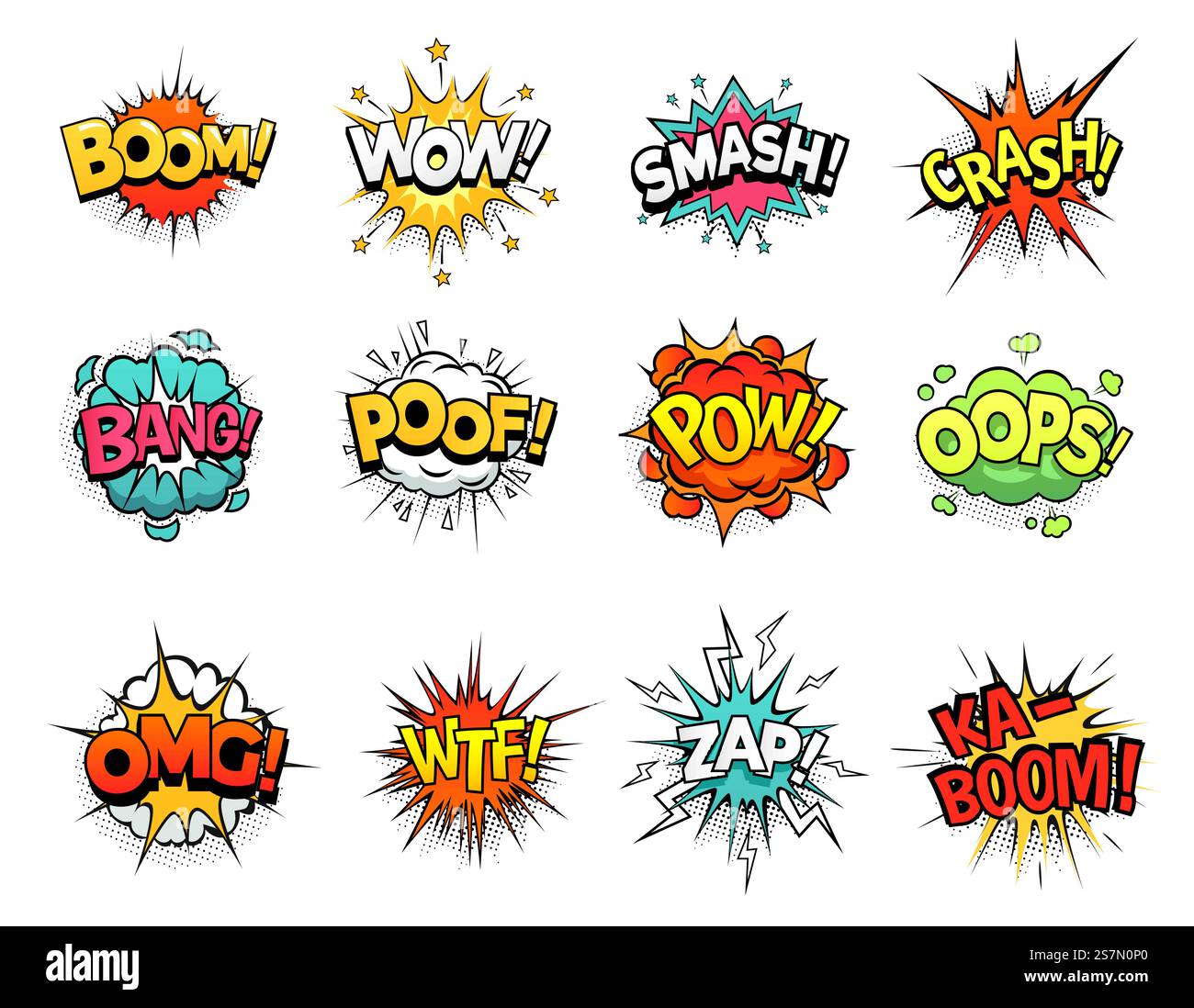 Cartoon comic sign burst clouds. Speech bubble, boom sign expression ...