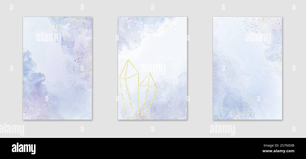 Collection of abstract dusty violet liquid watercolor background with ...