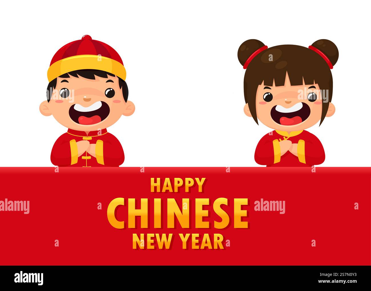 Chinese children wearing national costumes Saluting for the Chinese New ...