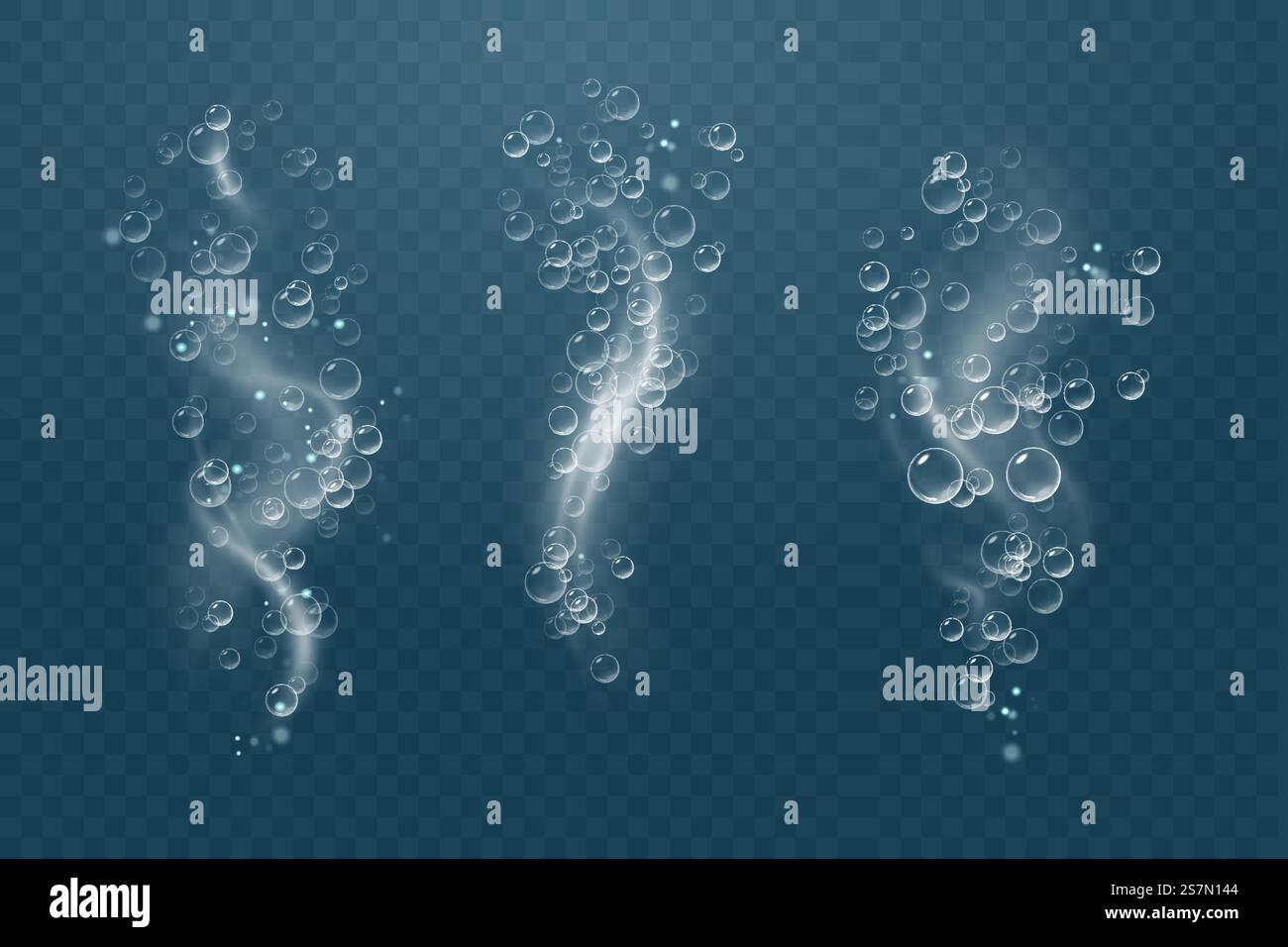 Set of bubbles under water isolated vector illustration on transparent ...