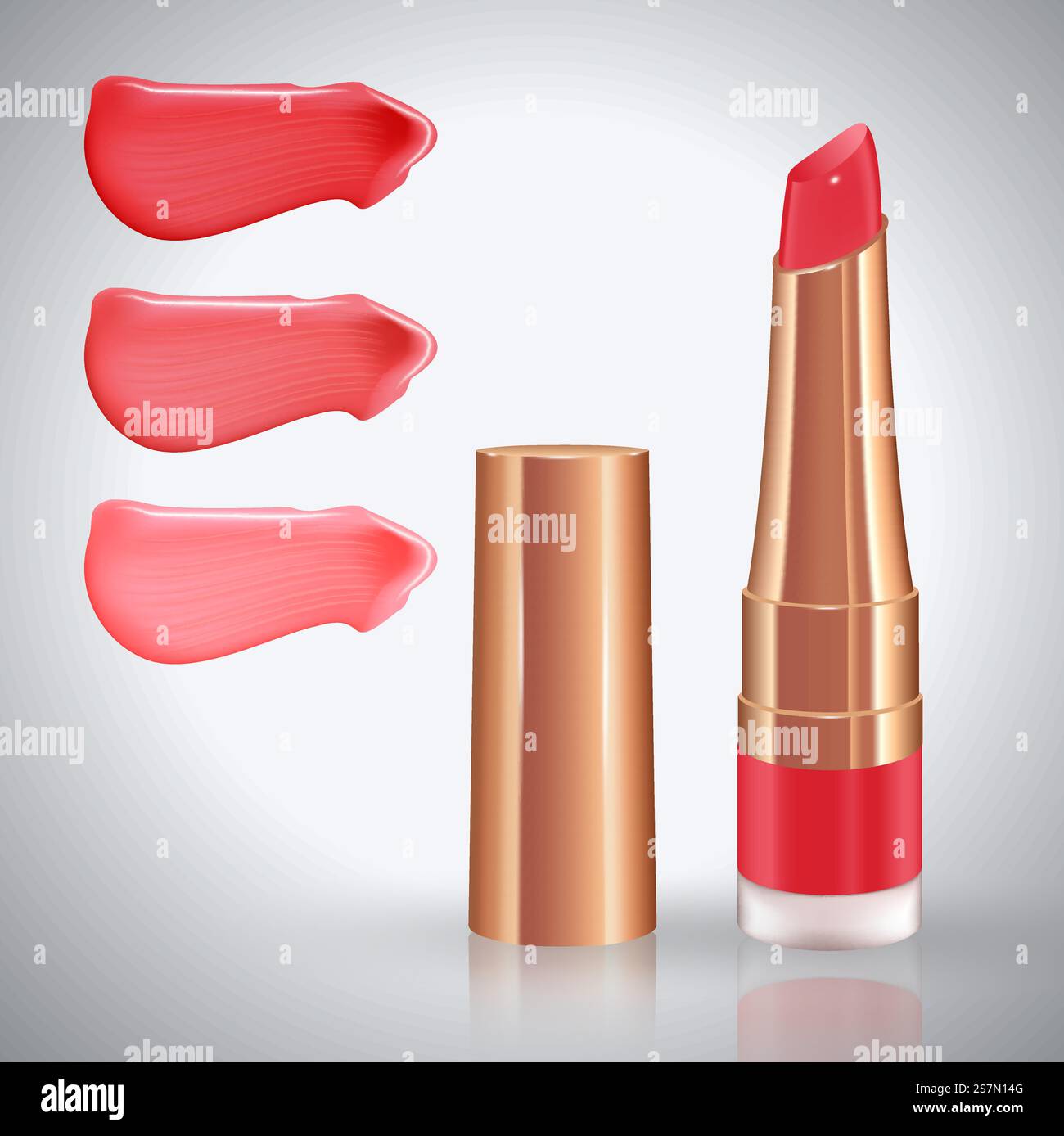 Make-up set for lips with realistic creme smears of different colors ...