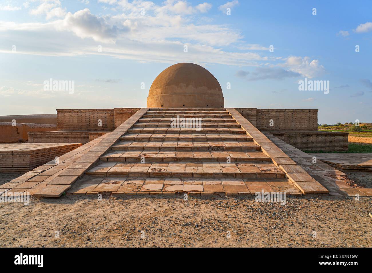 Stupa of Fayaz Tepe, a Buddhist archaeological site in the Termez oasis ...