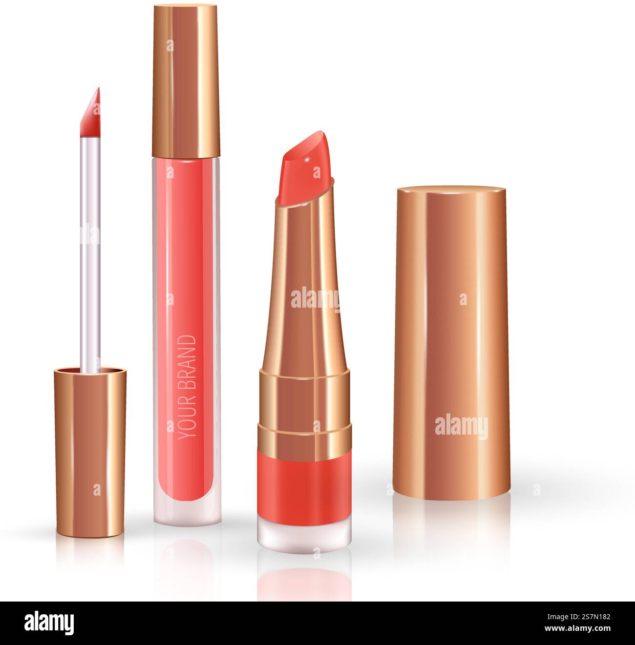 Make-up set for lips with realistic liquid lipstick. Vector. Make-up ...