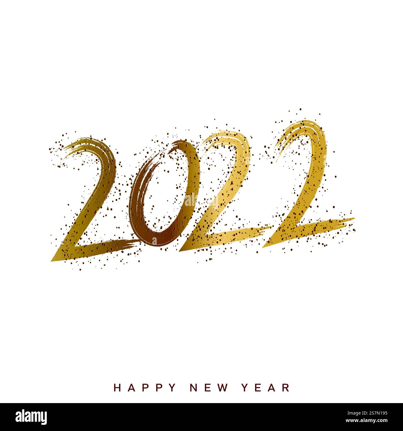 2022 Happy New Year illustration with golden handwritten calligraphy ...