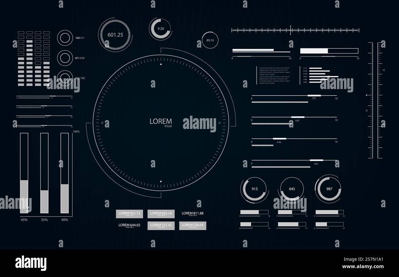 Futuristic user interface with HUD and infographic elements. Looped motion virtual technology ...