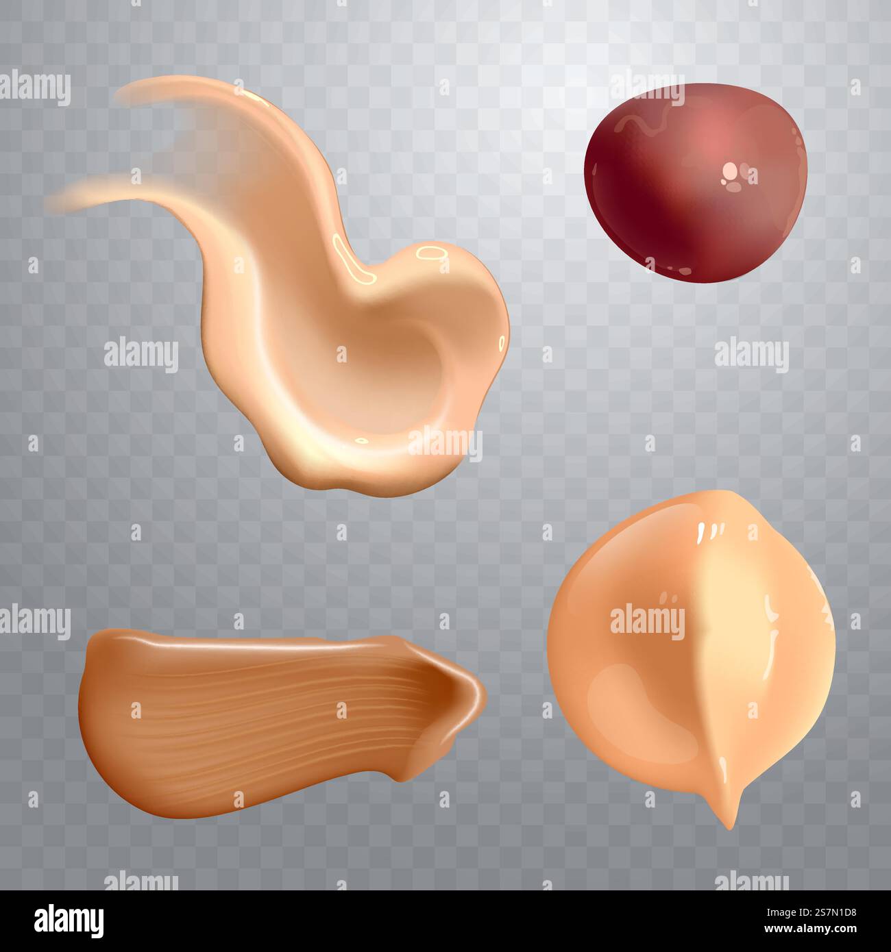 Set of realistic cosmetic cream smears. Skincare product of different ...