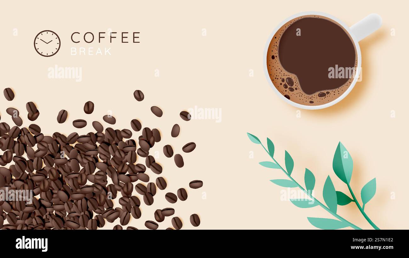 Coffee break background with coffee cup and pastel color scheme Stock ...