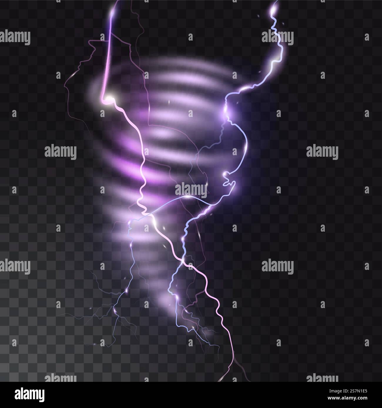 Tornado with lightning illustration of realistic thunderbolt light ...