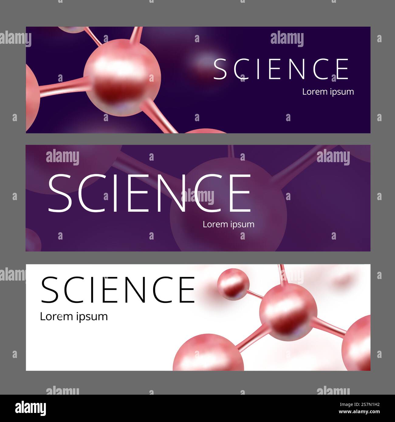 Molecular abstract web banners. Atoms. Medical background for banner or ...