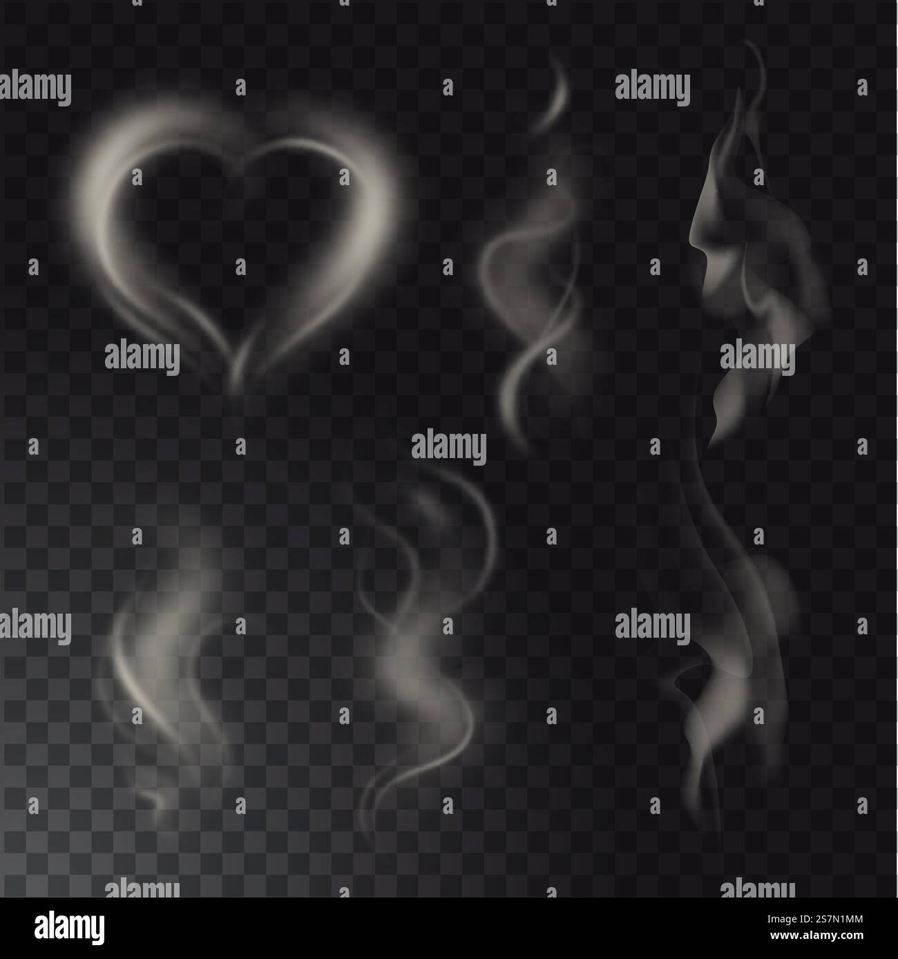 collection of different realistic high detailed smokes from hot food or ...