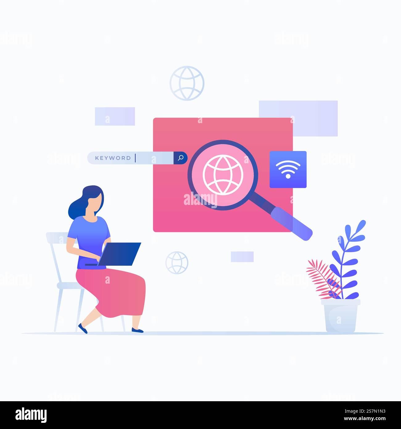 Browsing websites woman Stock Vector Images - Alamy