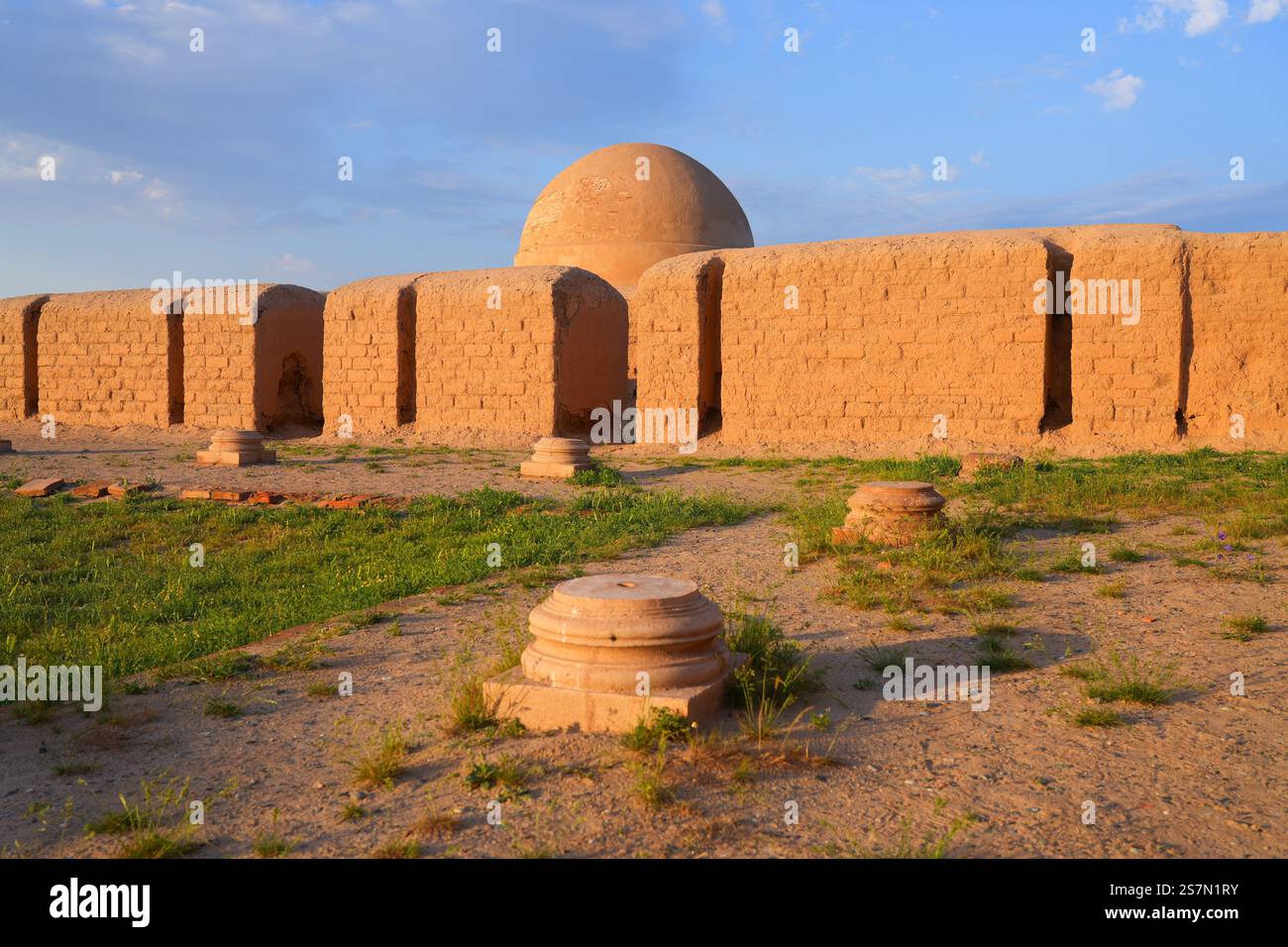 Columns in the court of the Fayaz Tepe monastery, a Buddhist ...