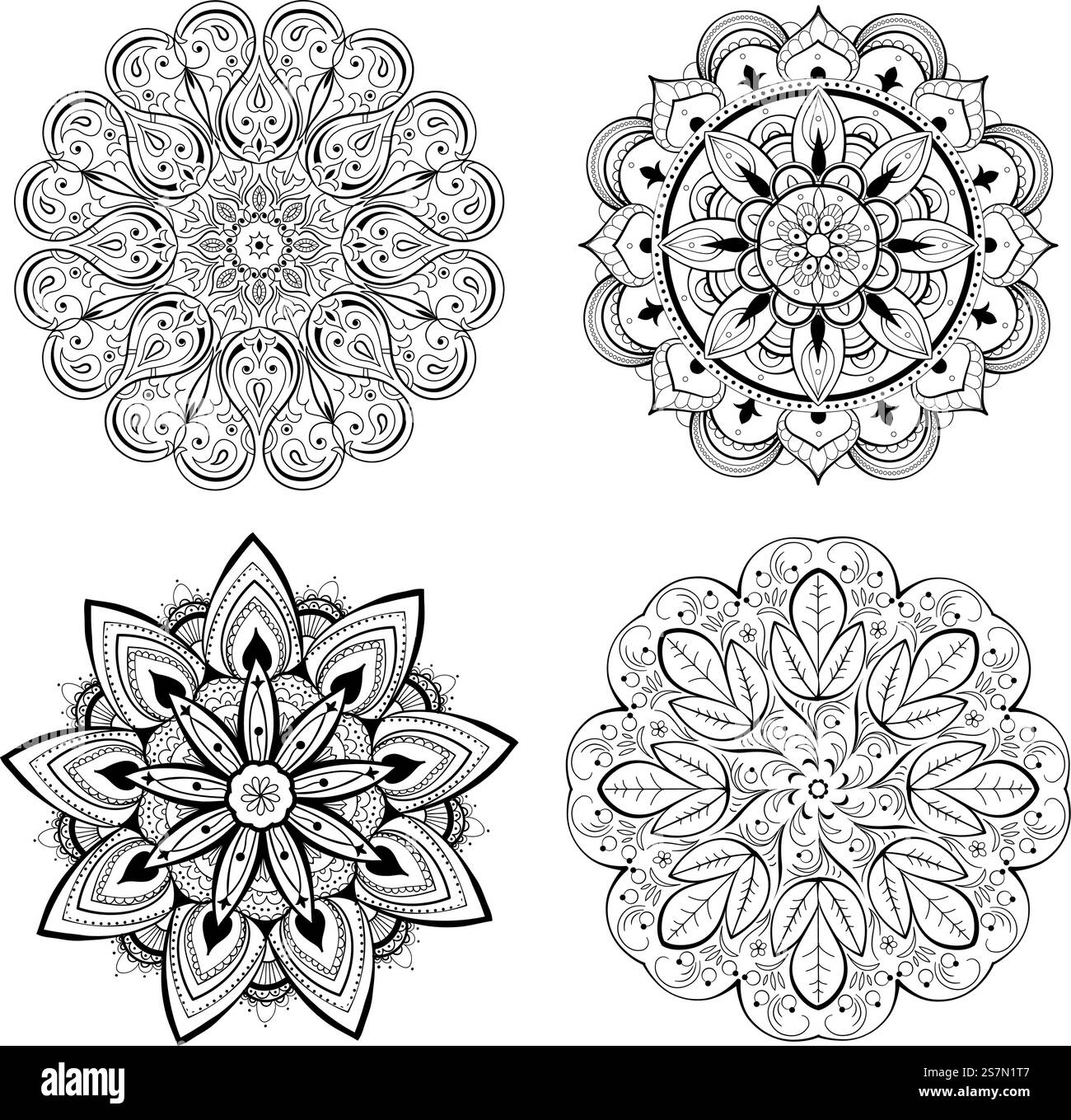 A set of beautiful mandalas and lace circles. Round gradient mandala ...
