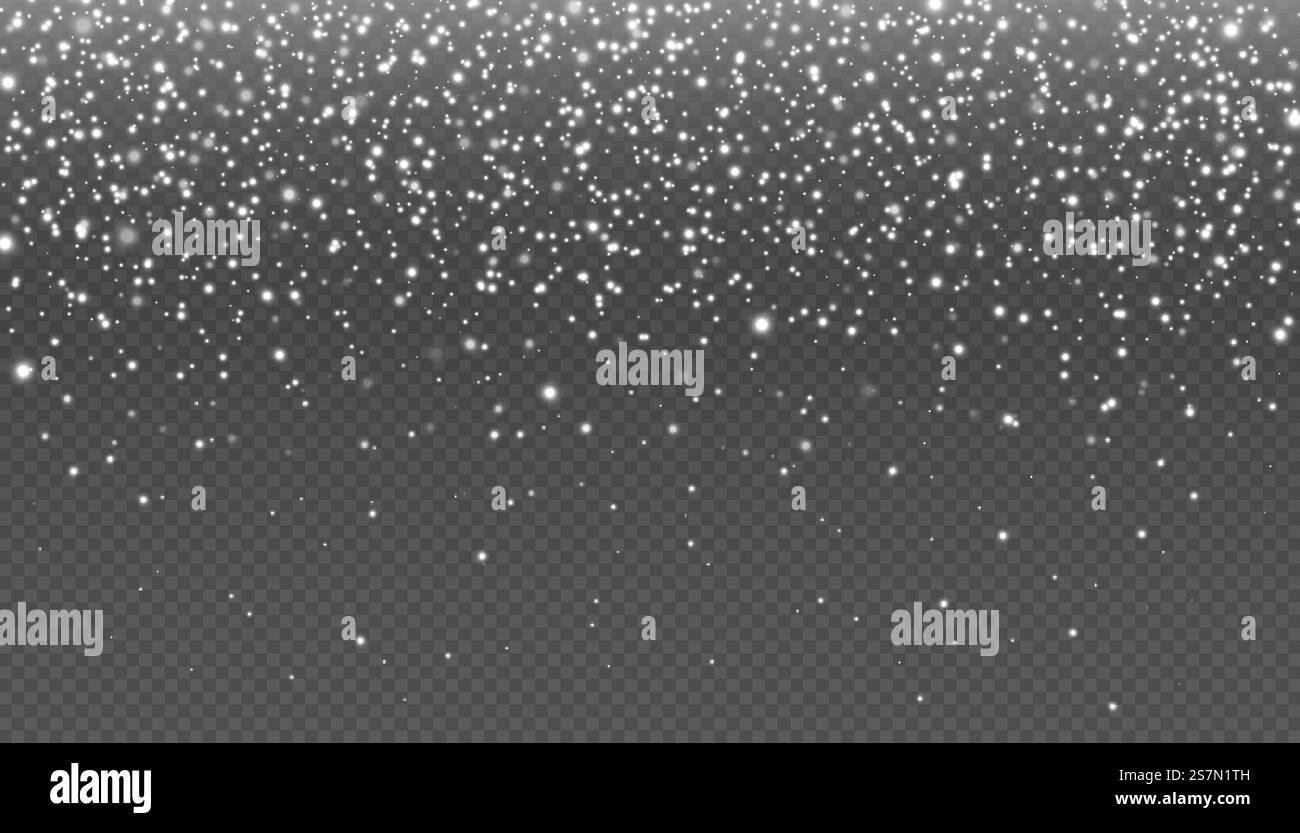 Realistic white winter snowfall, merry christmas night background ...