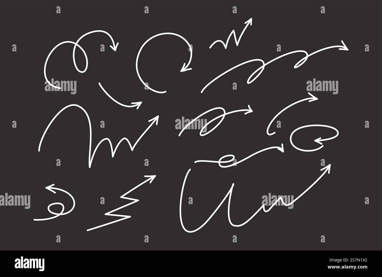 Motion bounce arrow set, hand drawn line design spiral. Expressive jump ...